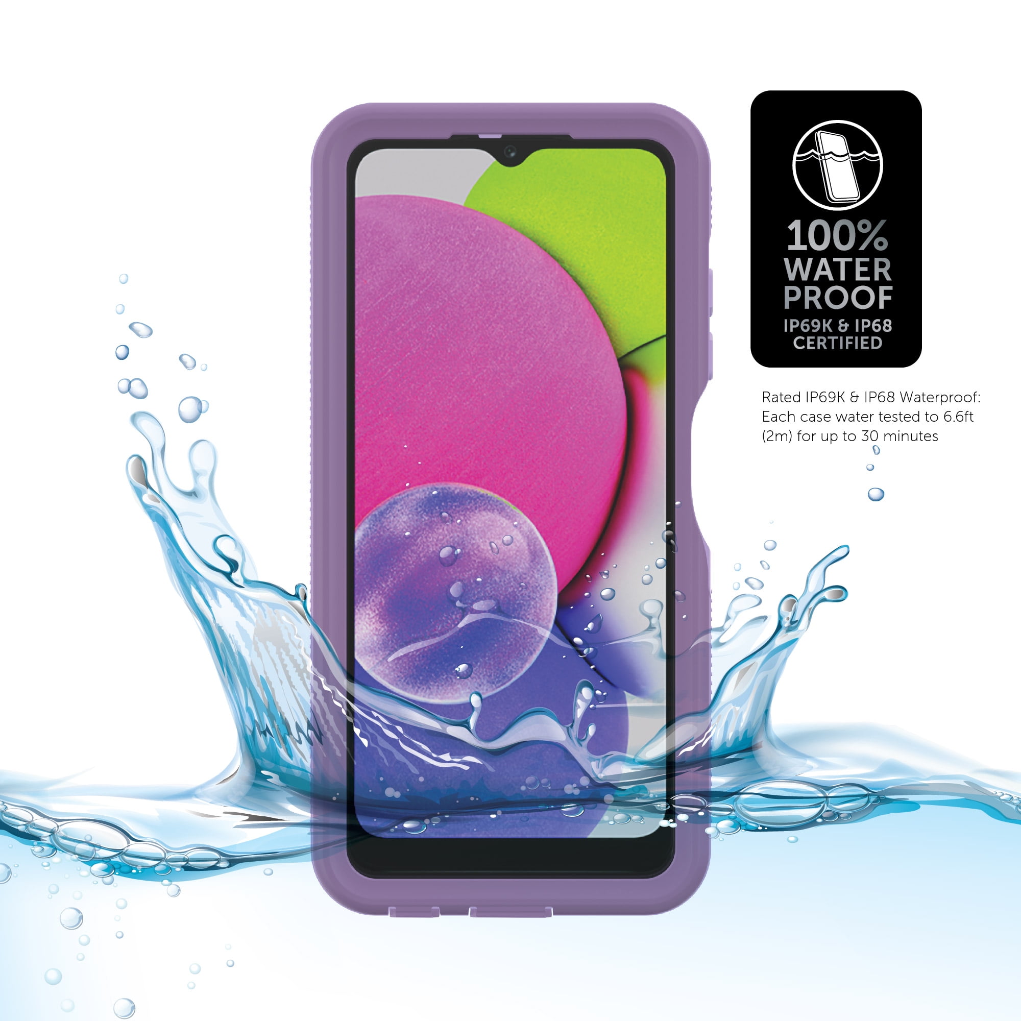 Body Glove Tidal Waterproof Phone Case for Samsung Galaxy A03s - Purple/Clear - Walmart.com