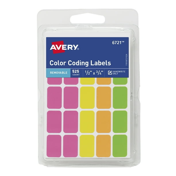 Avery Removable Color Coding Labels, Rectangular, 525 Pack (6721 ...