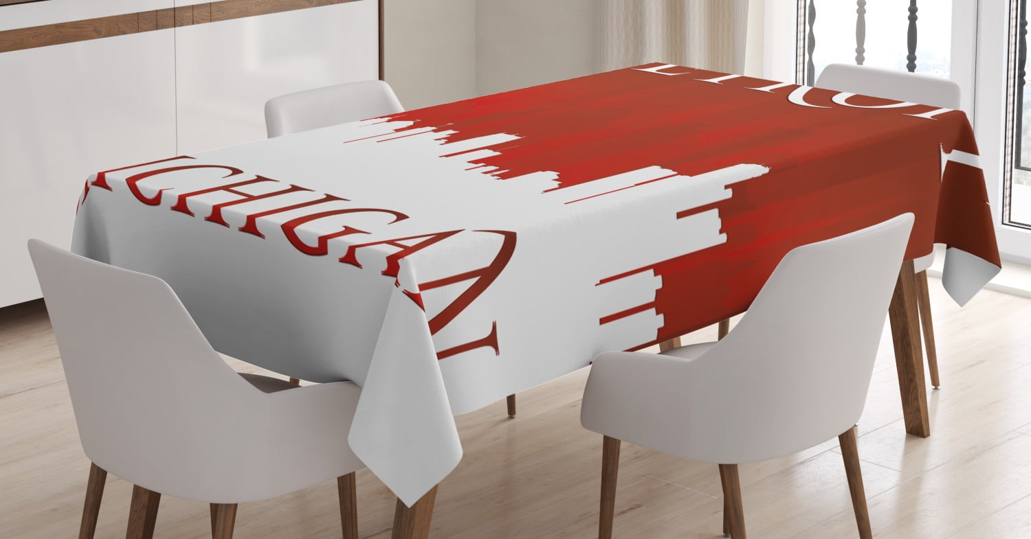 Ambesonne Detroit Tablecloth Rectangular Table Cover, Michigan City ...