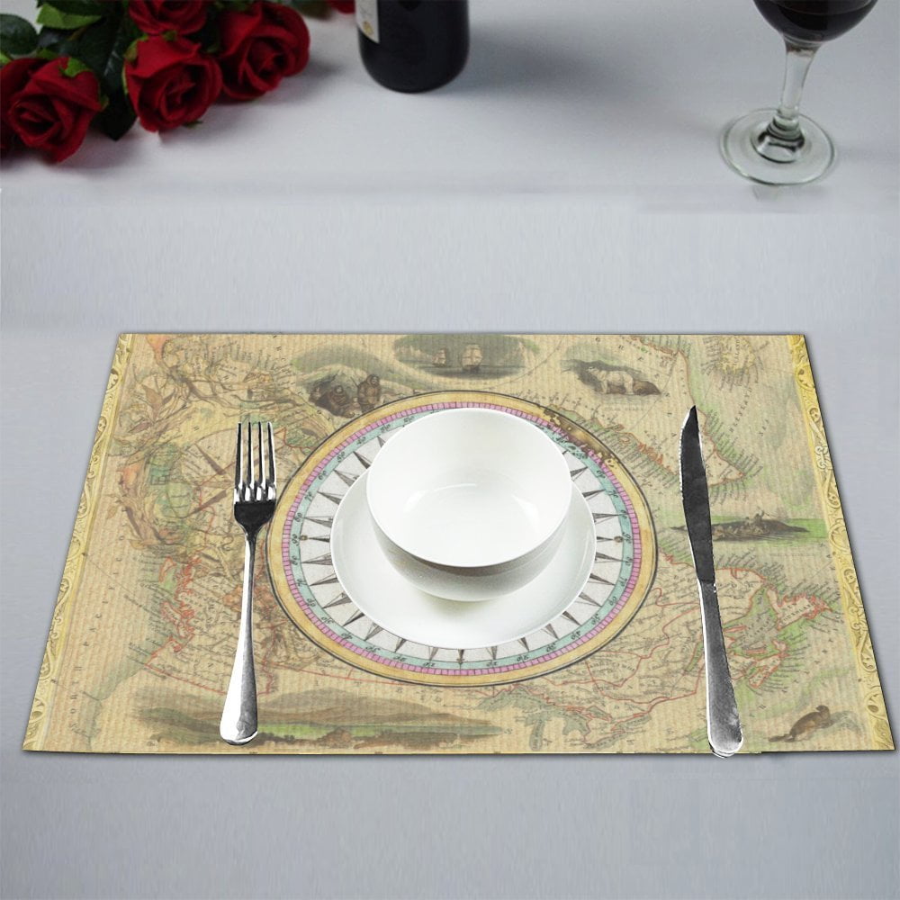 MYPOP Retro Style Ancient Map British America Table Placemat Food Mat ...