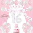 16th Birthday Party Decoration Kit Pink Bow Party Supplies - Walmart.com