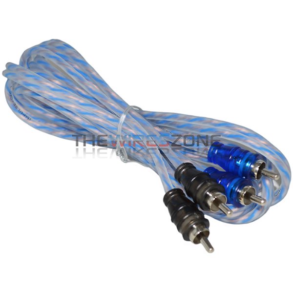 12ft Blue Clear Twisted Pair 2 Channel RCA Audio Cable for Car ...