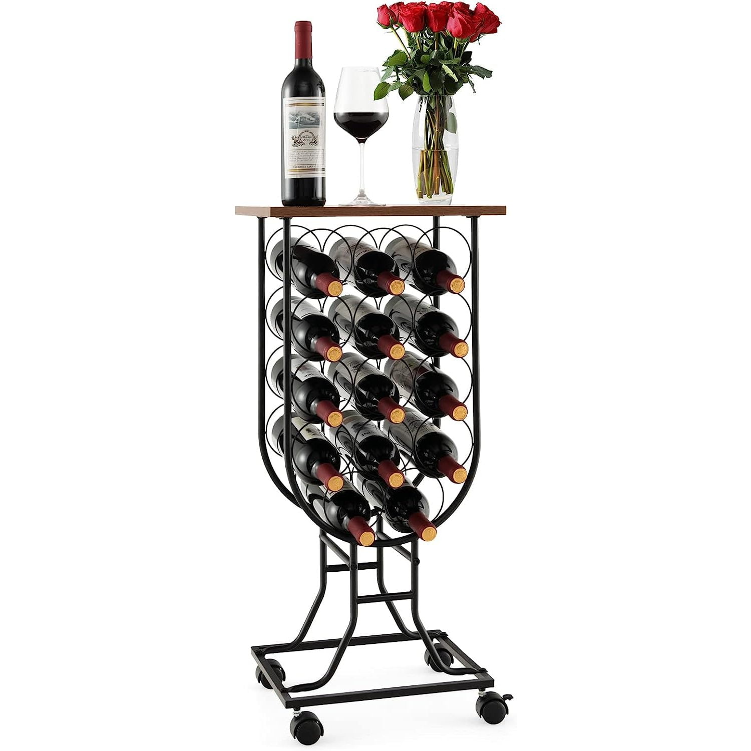 WBTAYB 14-Bottle Wine Rack Freestanding Floor - 30" Standing Wine Rack ...