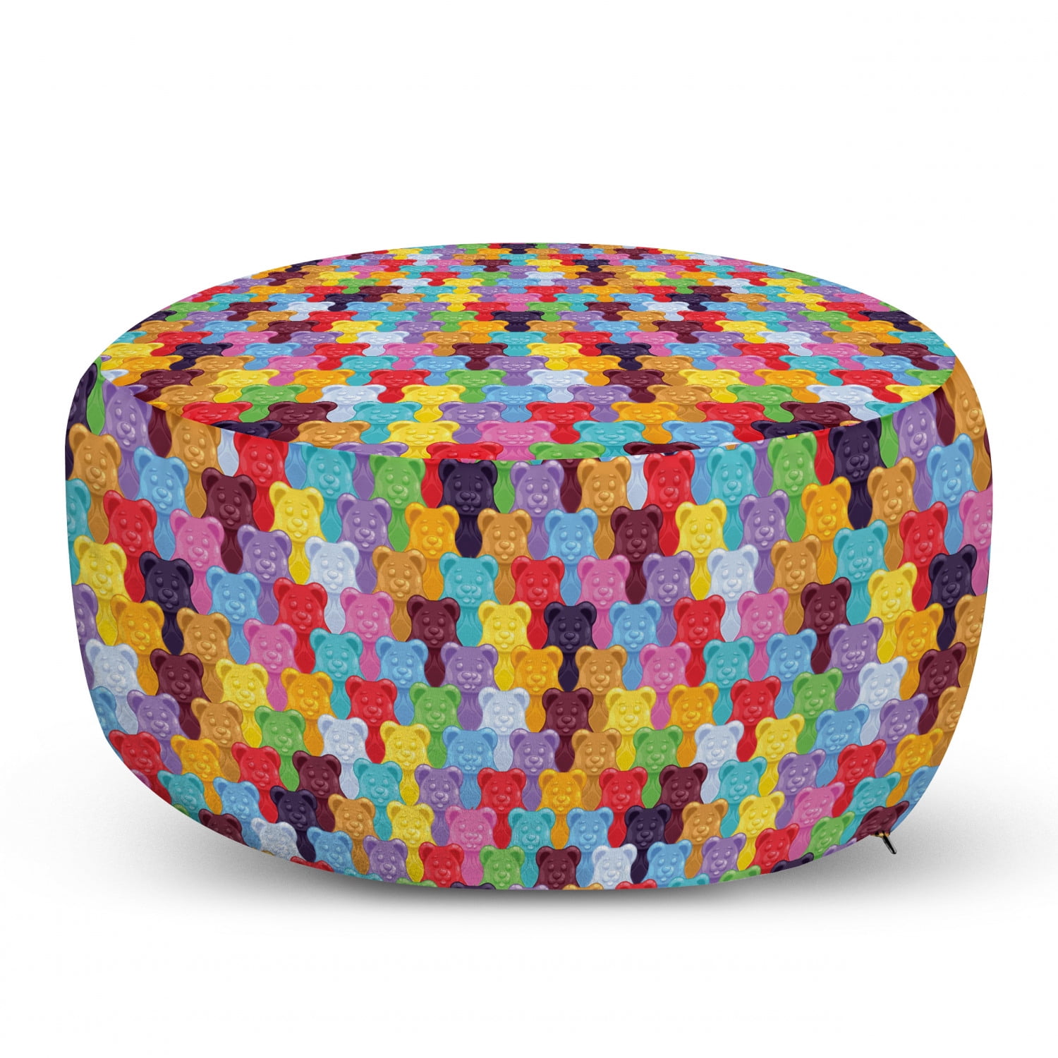 Colorful Pouf Cover with Zipper, Gummy Bears Tile Candies in Different ...