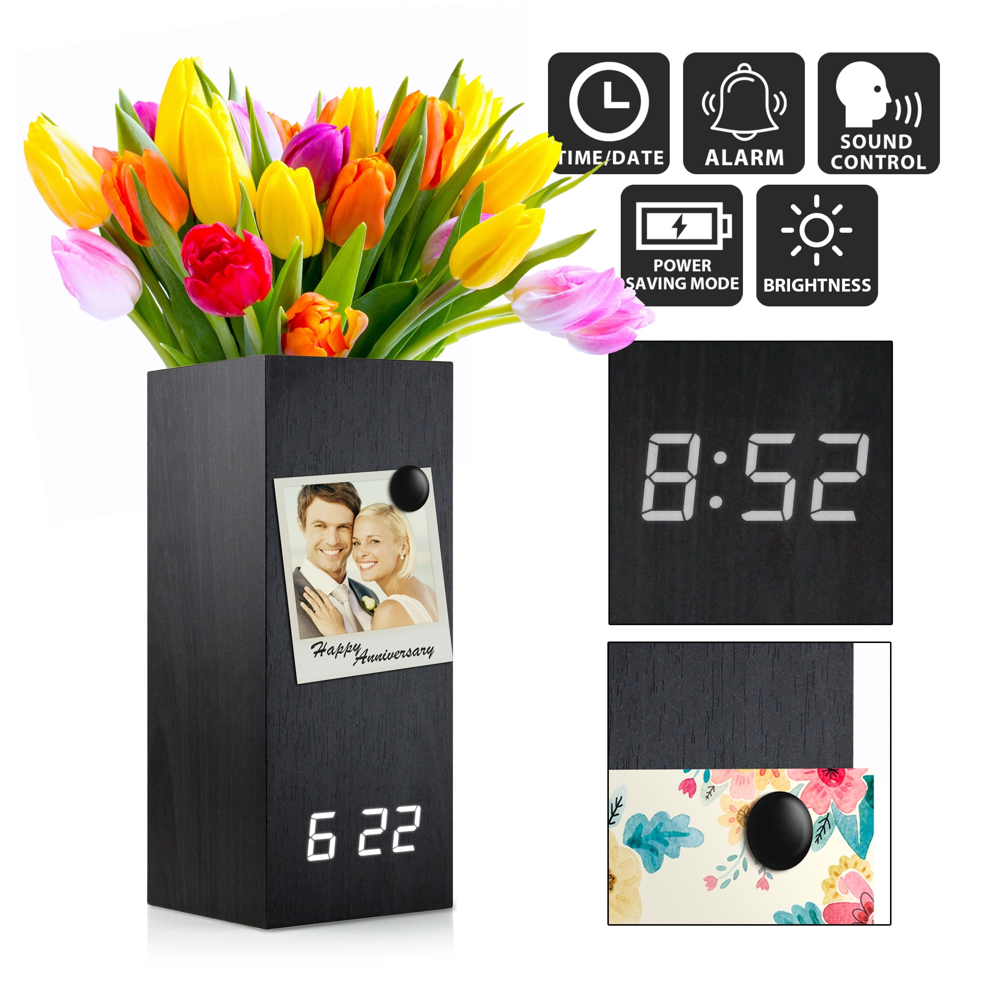 oct17 wooden alarm clock, magnetic wood alarm clock voice control ...