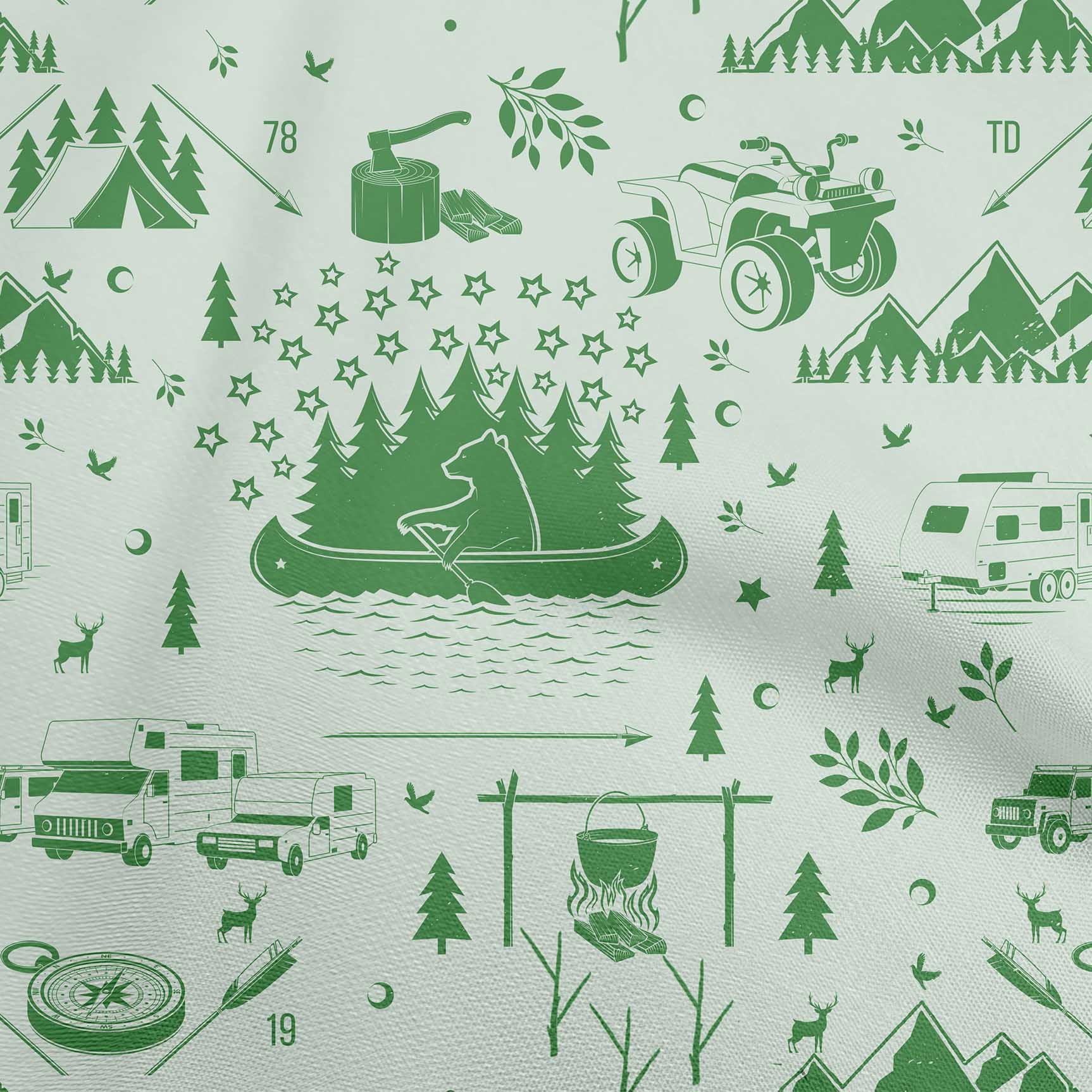 oneOone Silk Tabby Green Fabric Camping Dress Material Fabric Print ...