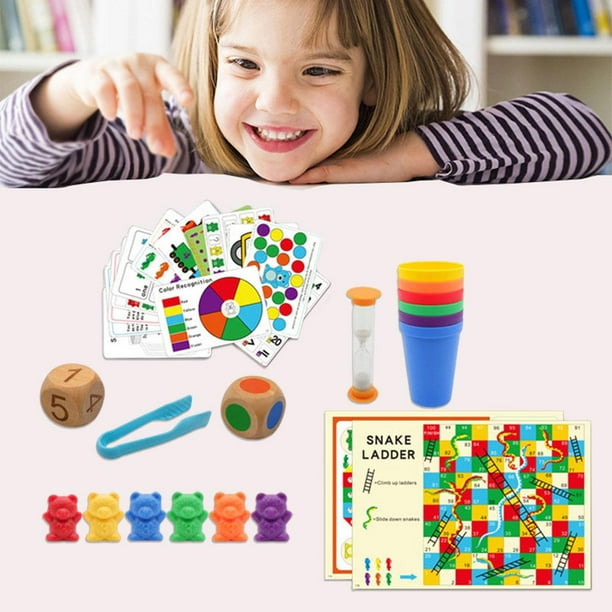 Counting Bears with Matching Sorting Cups, 2 , Tweezers and Card for ...