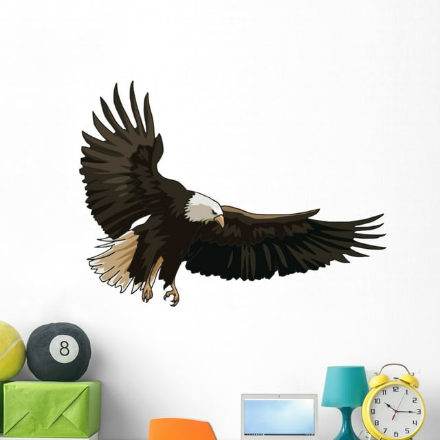 Landing Eagle Wall Decal Sticker by Wallmonkeys Vinyl Peel and Stick ...