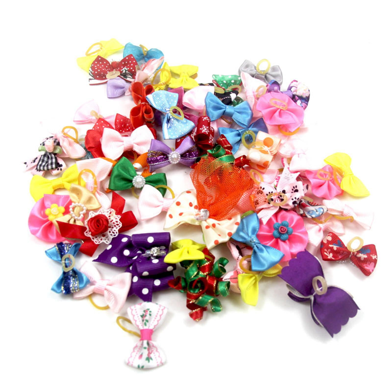 Pet 20Pcs Small Dog Hair Bows, Tiny Dog Bows With Rubber Bands, Bulk ...