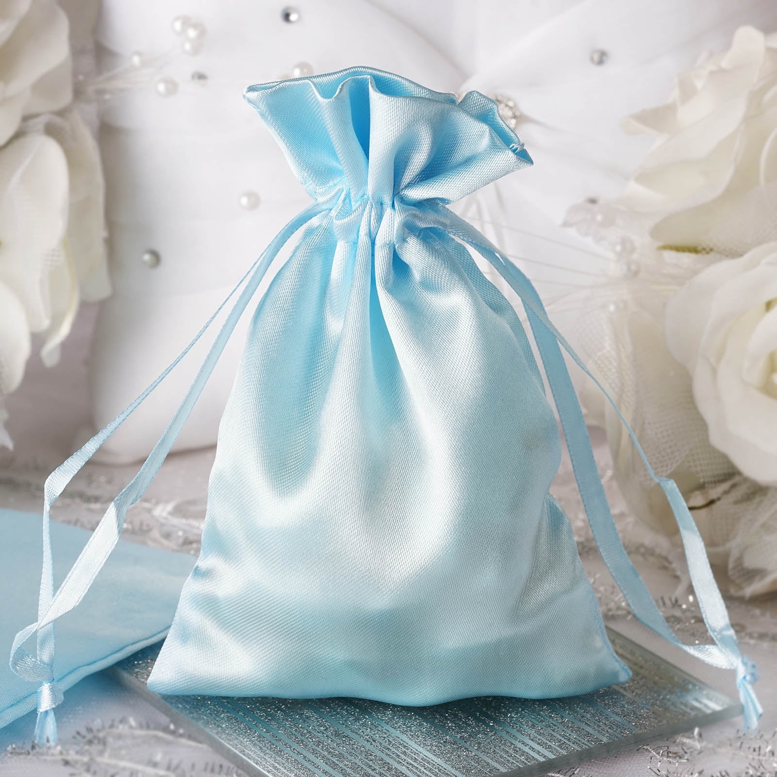 BalsaCircle 12 Pieces 4" x 6" Satin Favor Bags Light Blue - Walmart.com