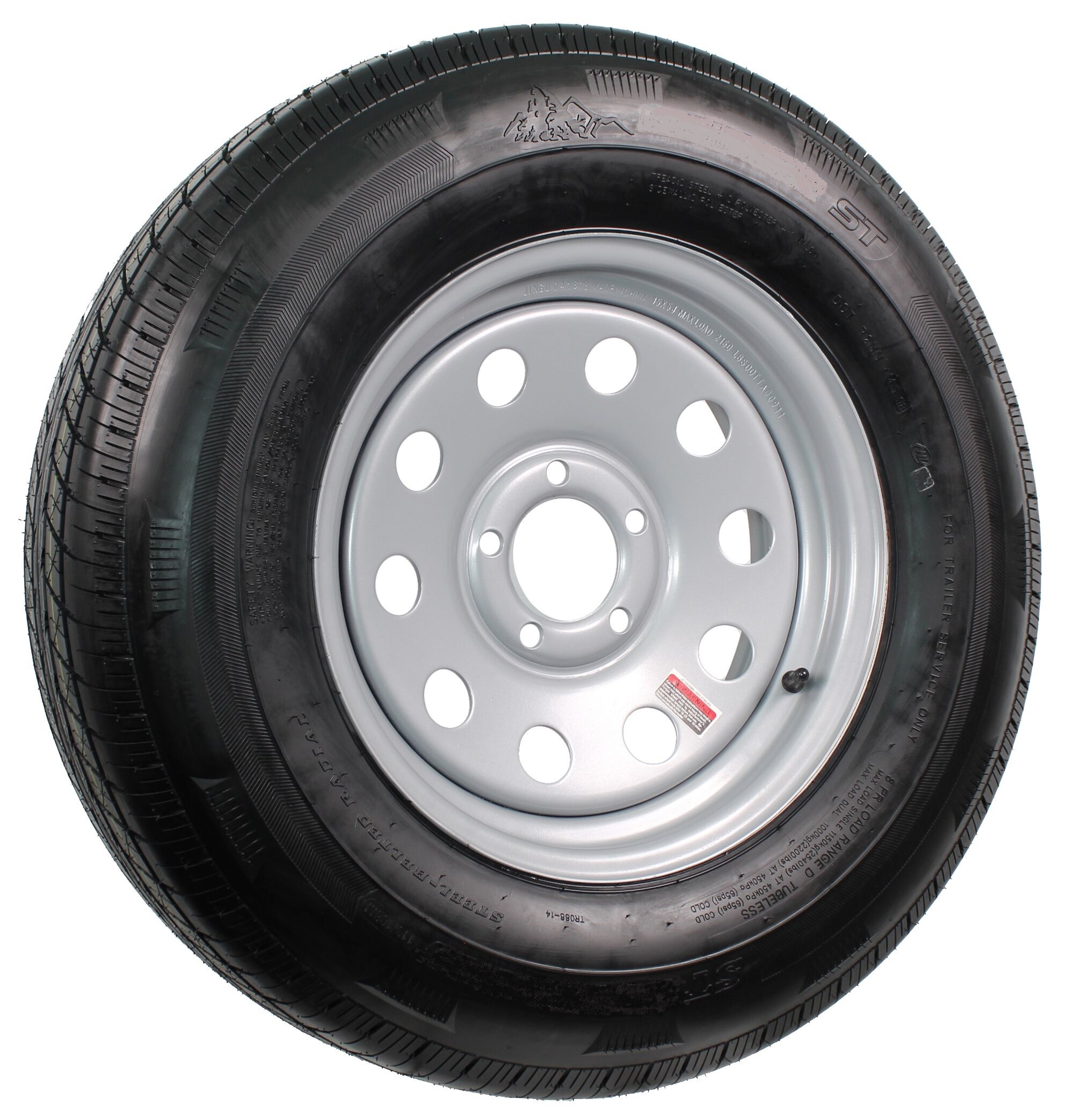 Radial Trailer Tire On Silver Rim ST215 75R14 Load C 5 Hole Modular Radial Trailer Tire On Silver Rim ST215 75R14 Load C 5 Hole Modular