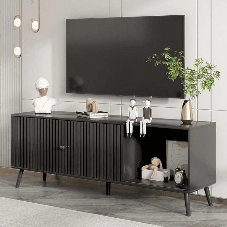 Mid century tv stand black store