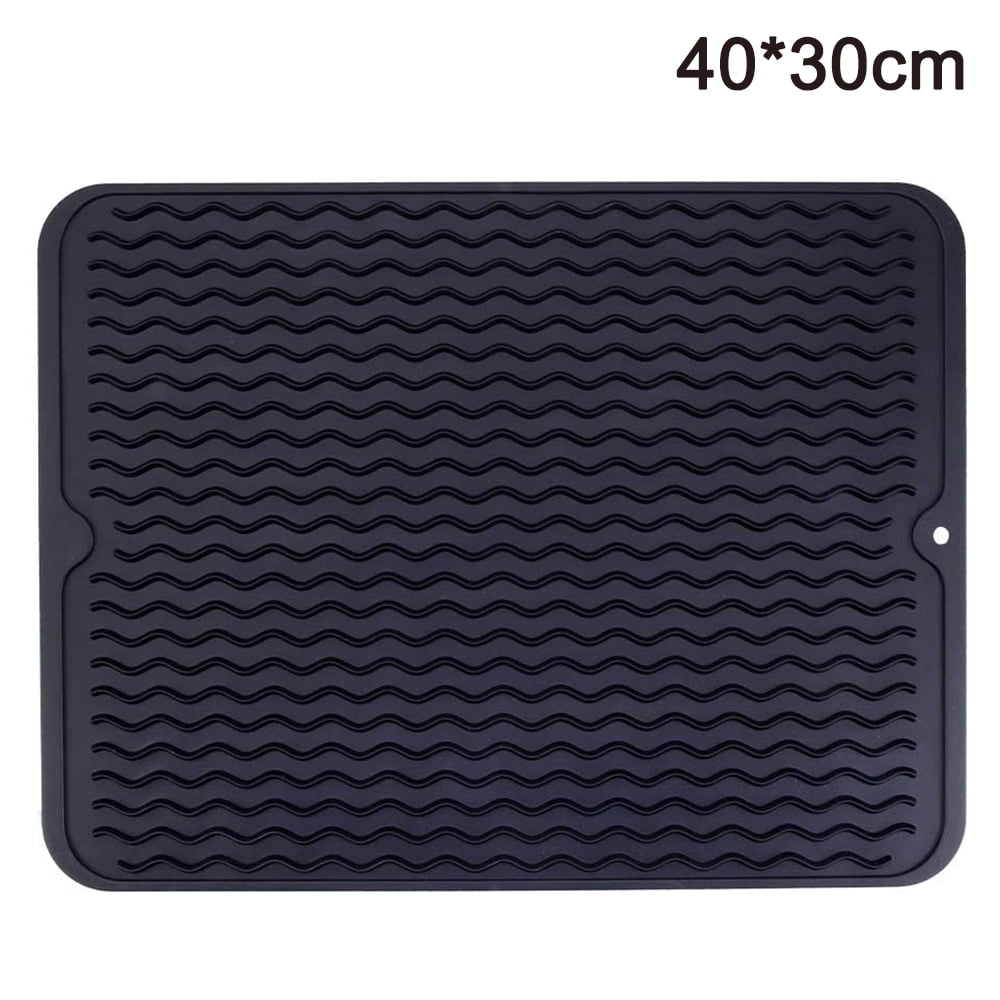 Silicone Dish Drying Mat - Drainer Mat Protection Heat Resistant Trivet ...