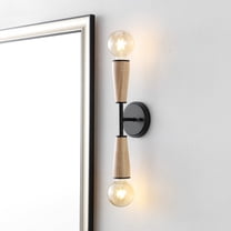 JONATHAN Y Katia 5.13" 2-Light Modern Designer Iron/Wood Double Sided ...