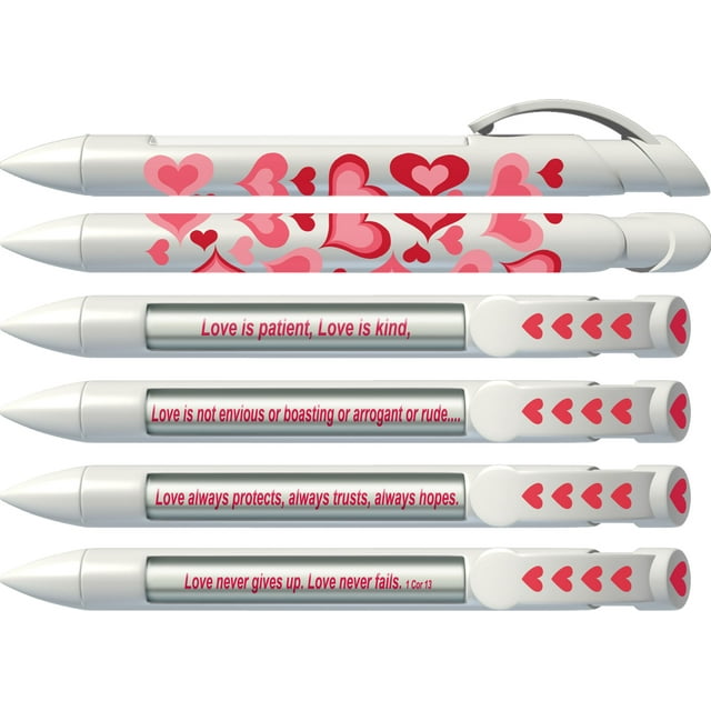 Love Pen by Greeting Pen- Magenta White Heart Rotating Message Pen - 6 ...
