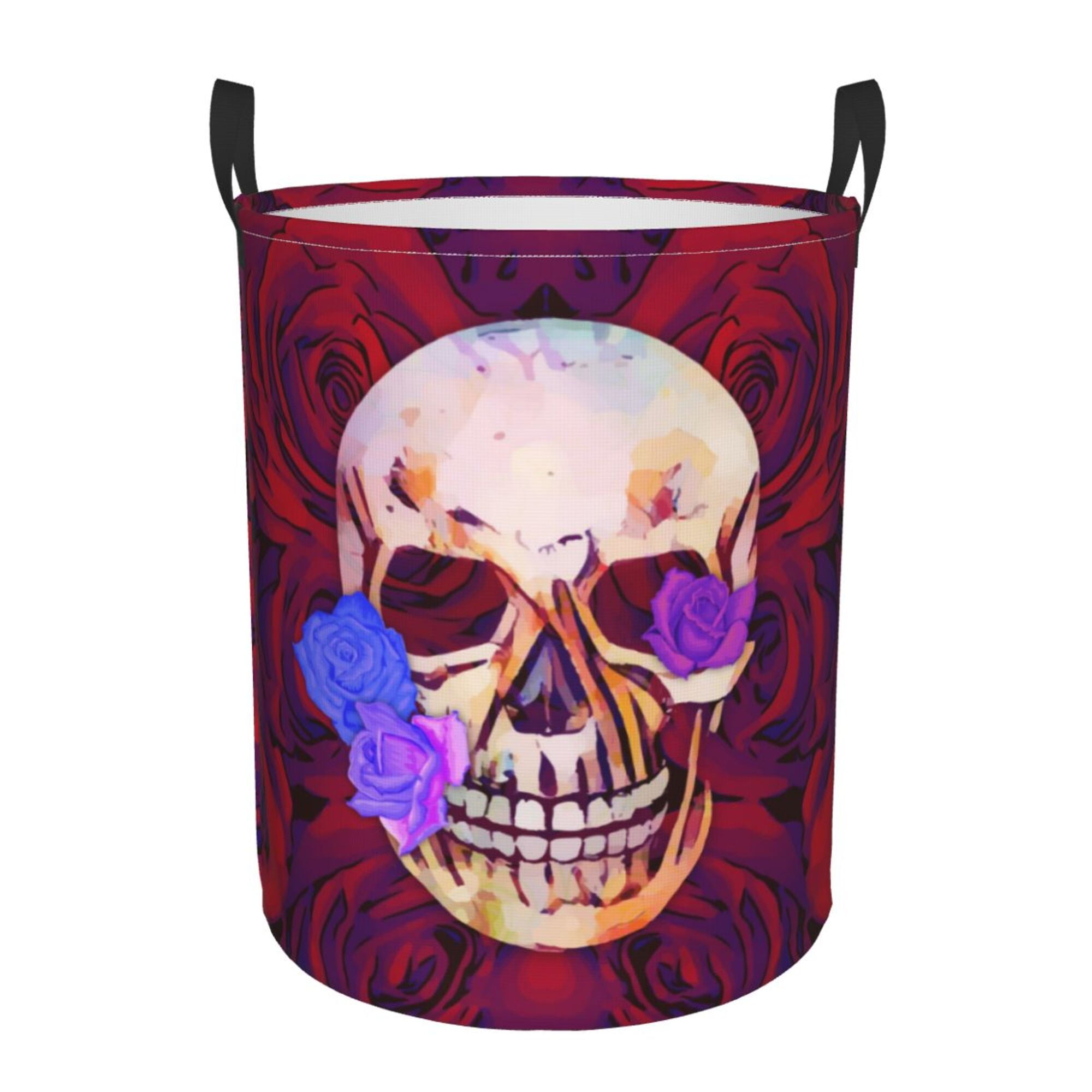 LNWH Laundry Basket, Red Rose Skull Pattern Foldable Laundry Hamper ...