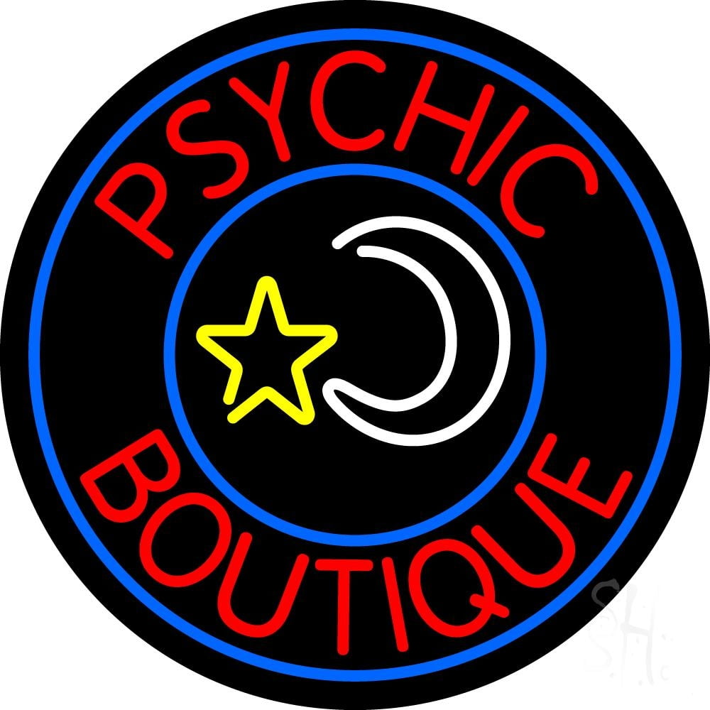 Red Psychic Boutique LED Neon Sign 26" Tall x 26" Wide - inches Black ...