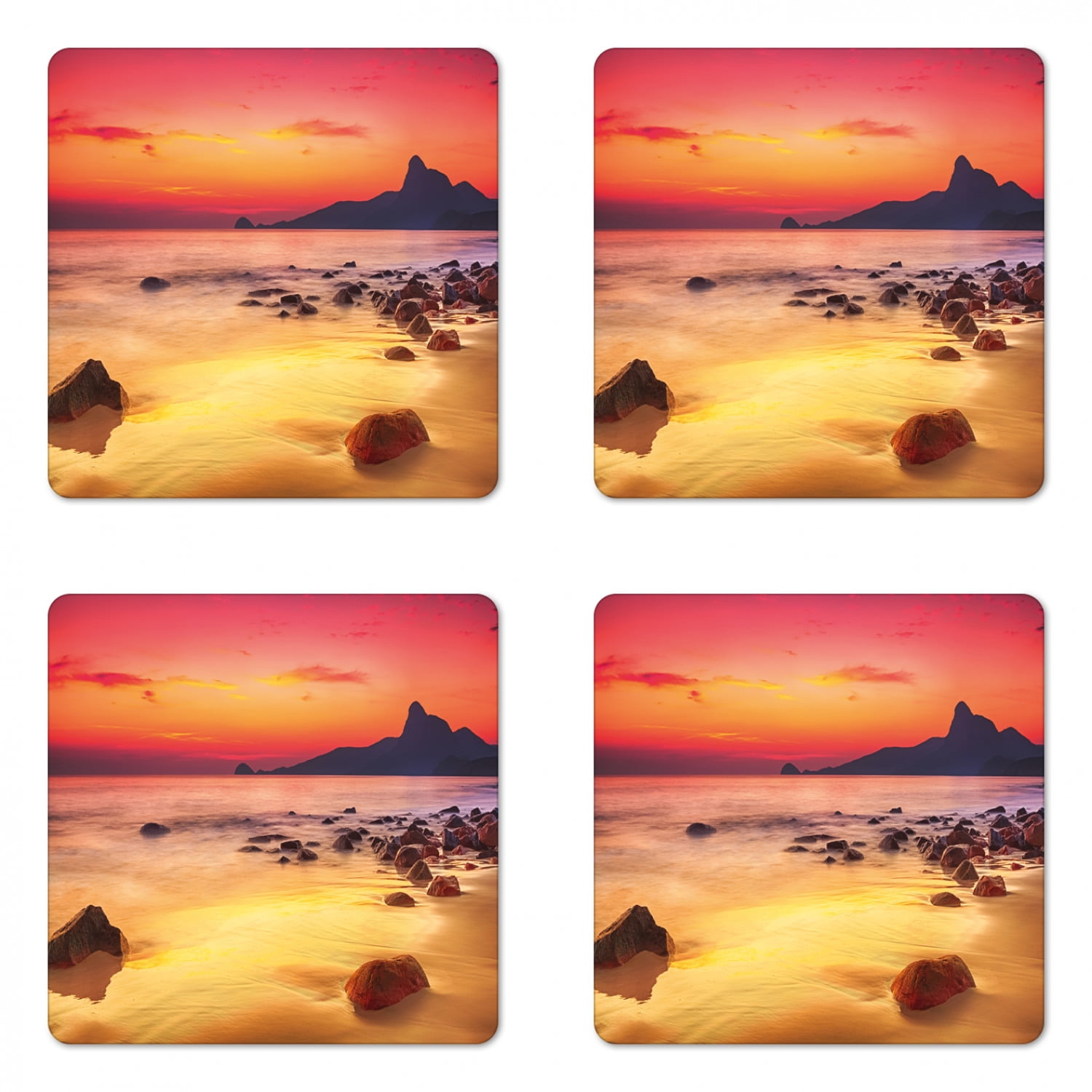 Ocean Coaster Set of 4, Digital Photo of Mystical Sunrise over the Sea ...