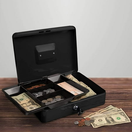 Stalwart Cash Box – Locking Petty Cash Safe with Removable 5 Slot Coin ...