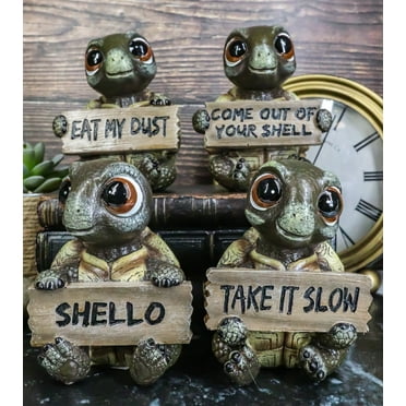 Ebros Large Baby Turtle Holding "Shello" Sign Statue 13"Tall Whimsical ...