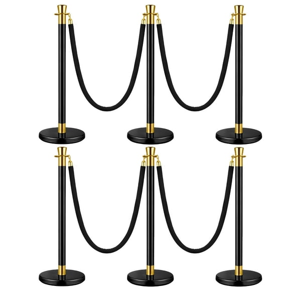 VEVOR Stanchions and Velvet Ropes, 6 Pcs Crowd Control Barriers with 4 ...