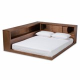 Baxton Studio Erie Queen Size Wooden Shelf Frame Bed with Storage ...