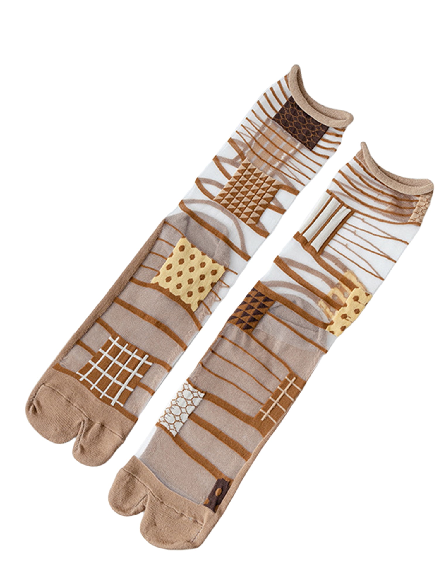 Gureui Women's Tabi Socks Pair, Stretchy Split Toe Thin Mesh See ...