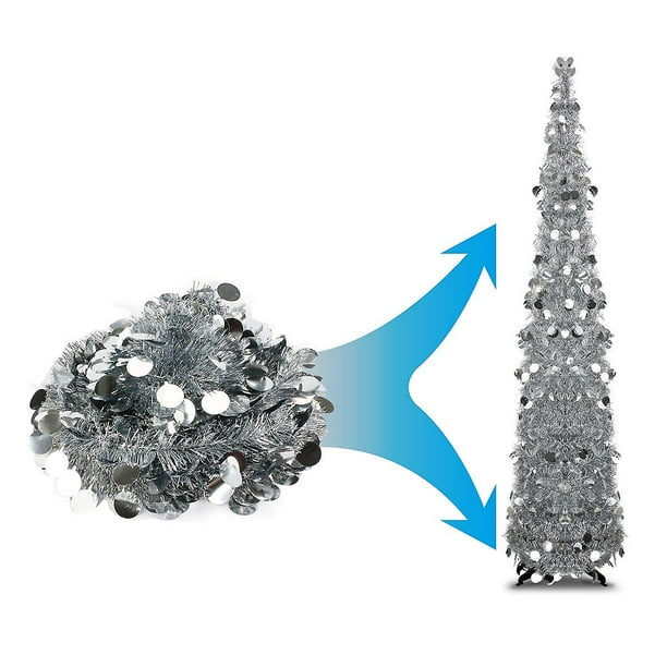 Collapsible Christmas Tree Tinsel Coastal Christmas Tree Sliver ...
