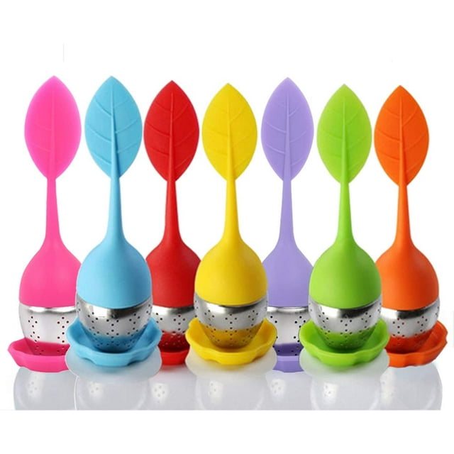 Tea Infuser - Set of 7 Silicone Handle Stainless Steel Strainer Drip ...