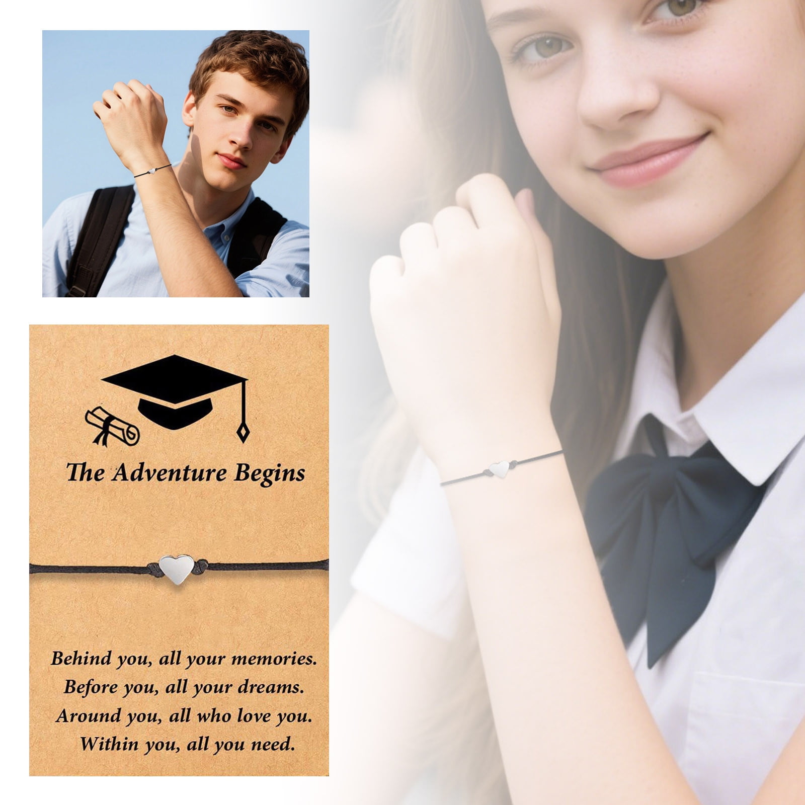 Graduation Bracelet for Students Stainless Steel Hollow Card Bracelet ...