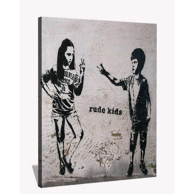 Banksy Wall Art Rude Kids Banksy Graffiti Street Canvas Art Framed ...