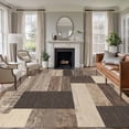 Brown Wood Stripes Washable Area Rug 6x9 Retro Geometric Brown Wood ...