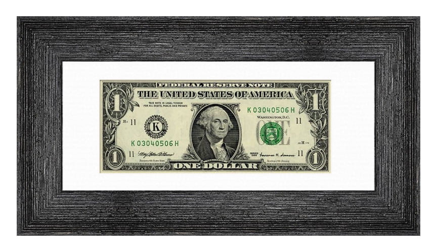 Dollar Bill Frame For Your First Dollar - Brindle Black Rustic Currency ...