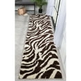Well Woven Mazie Animal Print (2'7" x 9'10") Shag Zebra Brown Ivory ...