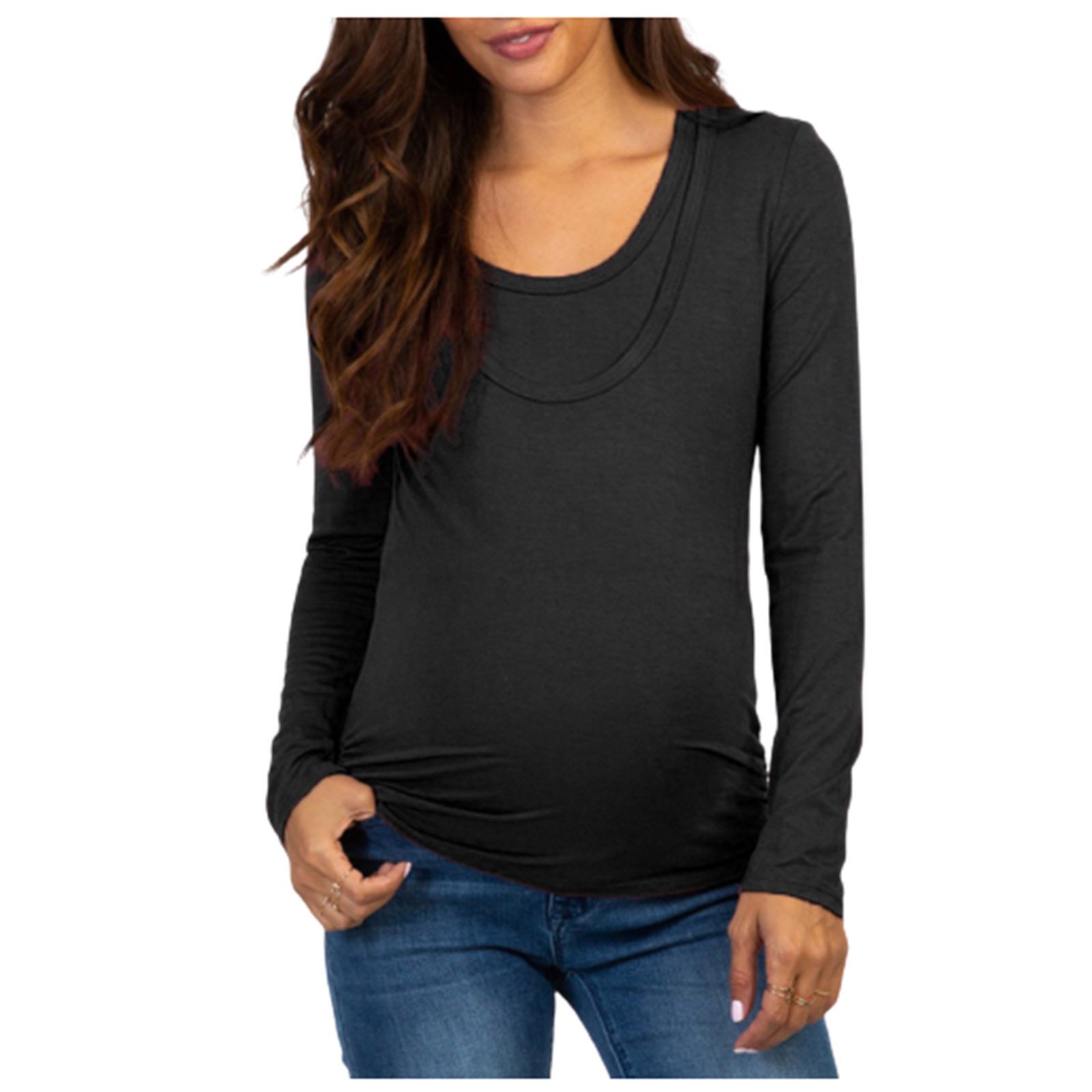 Click here for Unbranded Maternity O-Neck Solid Long Sleeve Breas... prices