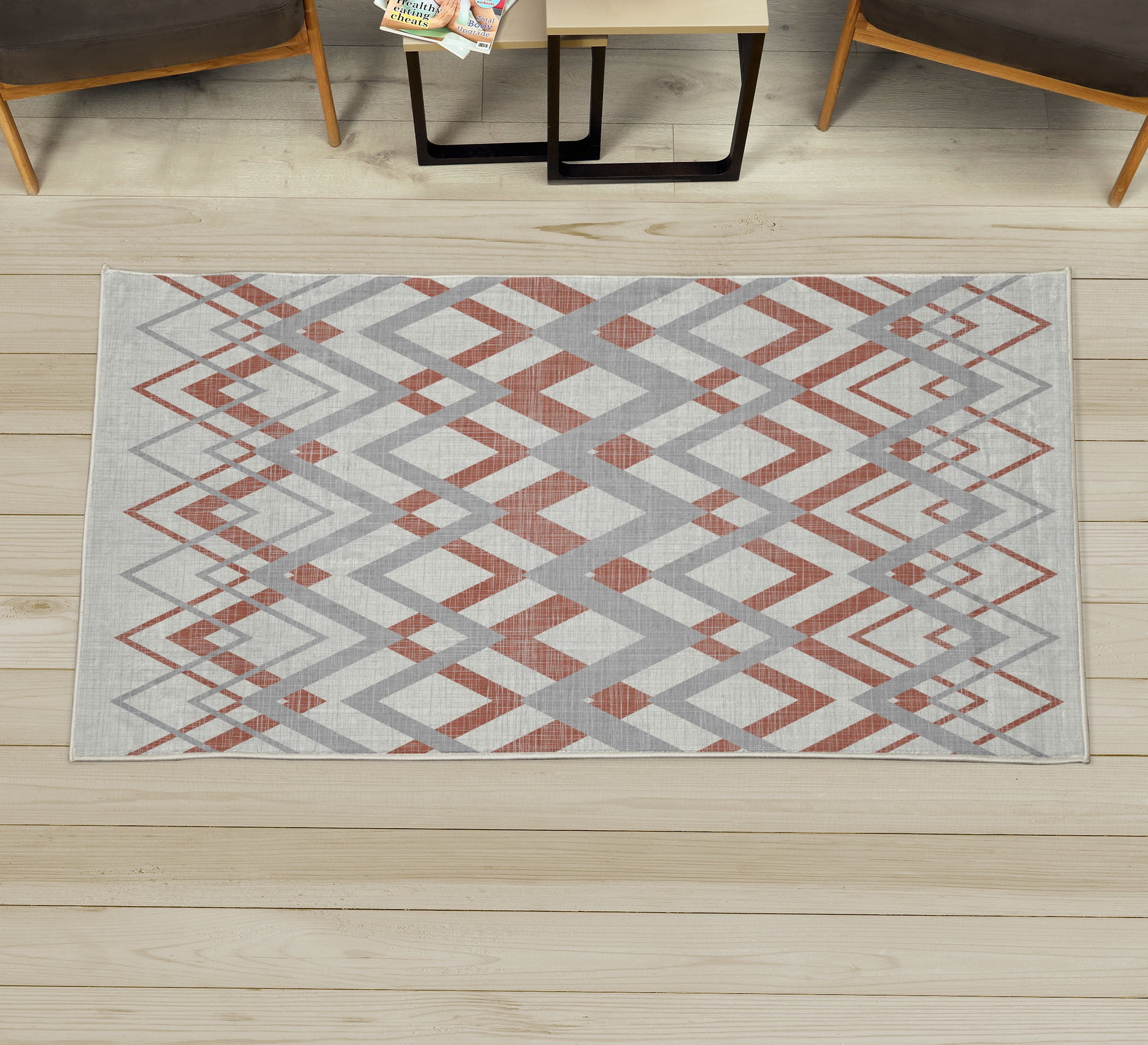 Chevron Decorative Rug, Vintage Overlapping Zigzag Lines Thin and Thick ...