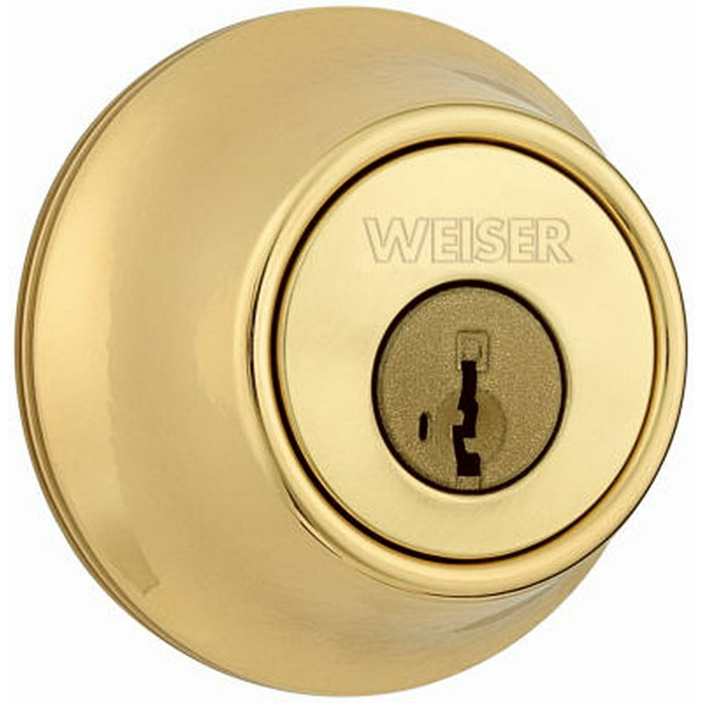 WEISER LOCK CO Single Cylinder Deadbolt, Brass GDC9471 3 WS RLR2 ...
