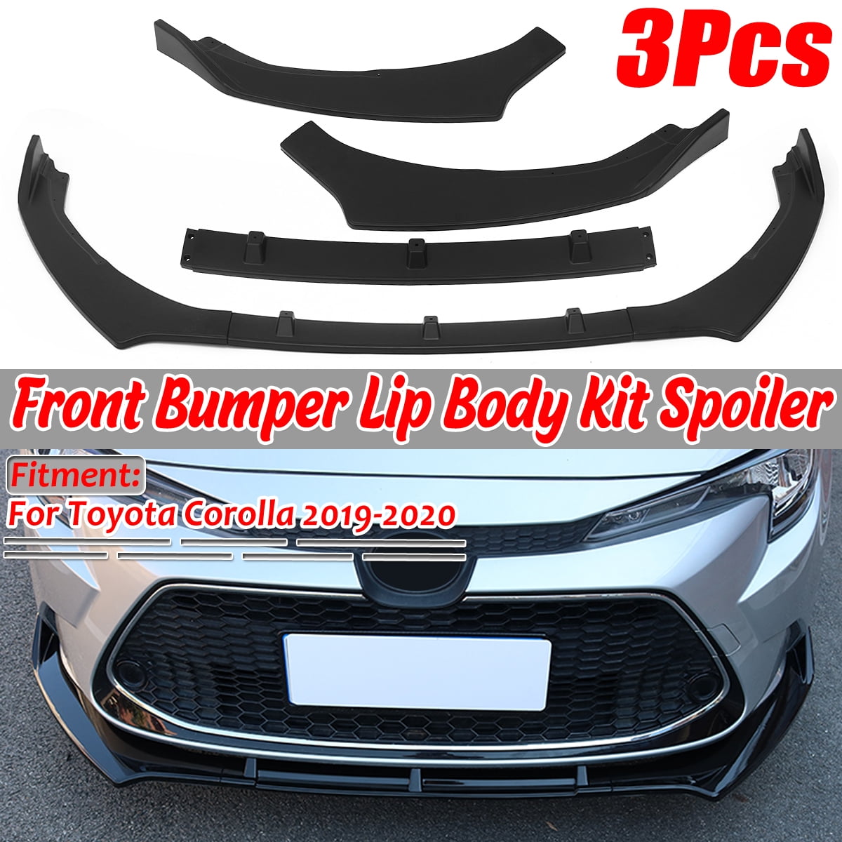 Matte Black Front Bumper Lip Body Kit Spoiler For Toyota Corolla 2019 ...