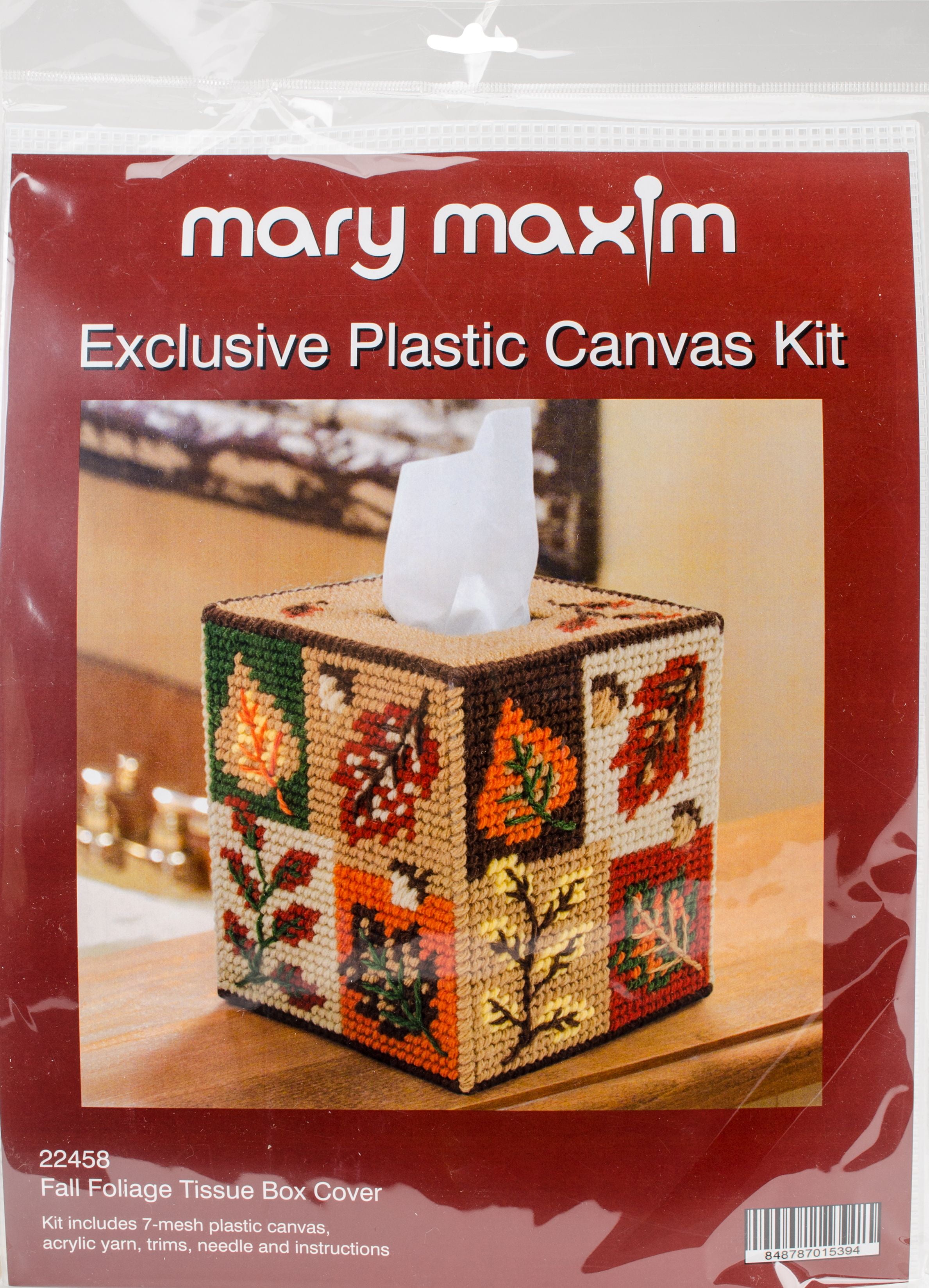 Mary Maxim Plastic Canvas Tissue Box Kit 5"-Fall Foliage (7 Count ...