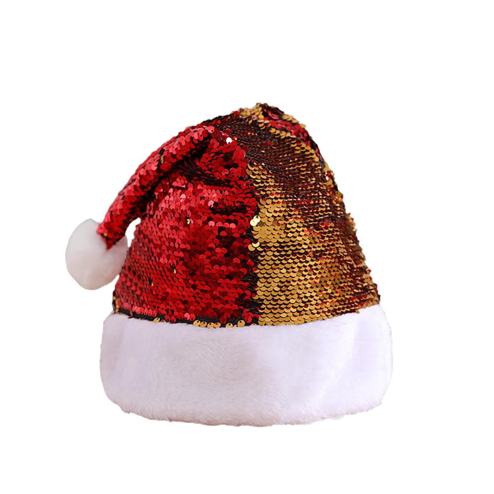TureClos Creativity Christmas Hat Christmas Color Sequin Santa Hat with ...