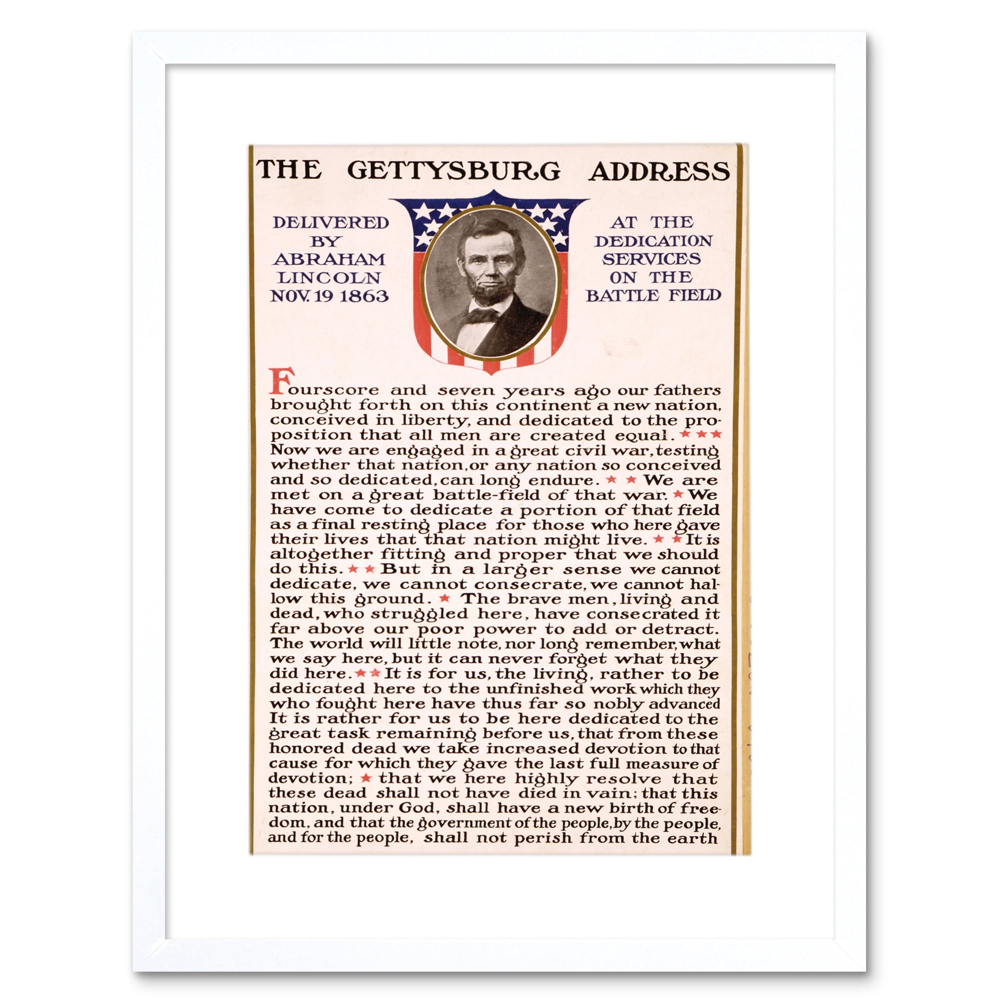 Typography Print The Gettysburg Address of Abraham Lincoln USA ...