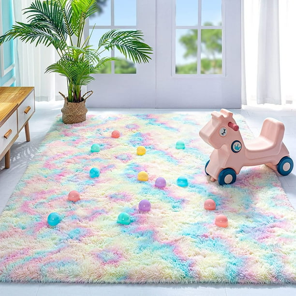 Lochas Rainbow Carpet Colorful Area Rugs Soft Fluffy Rug For Living ...