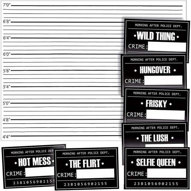 Mugshot Signs - 25 Photo-Booth Props with Height Chart Backdrop Poster ...