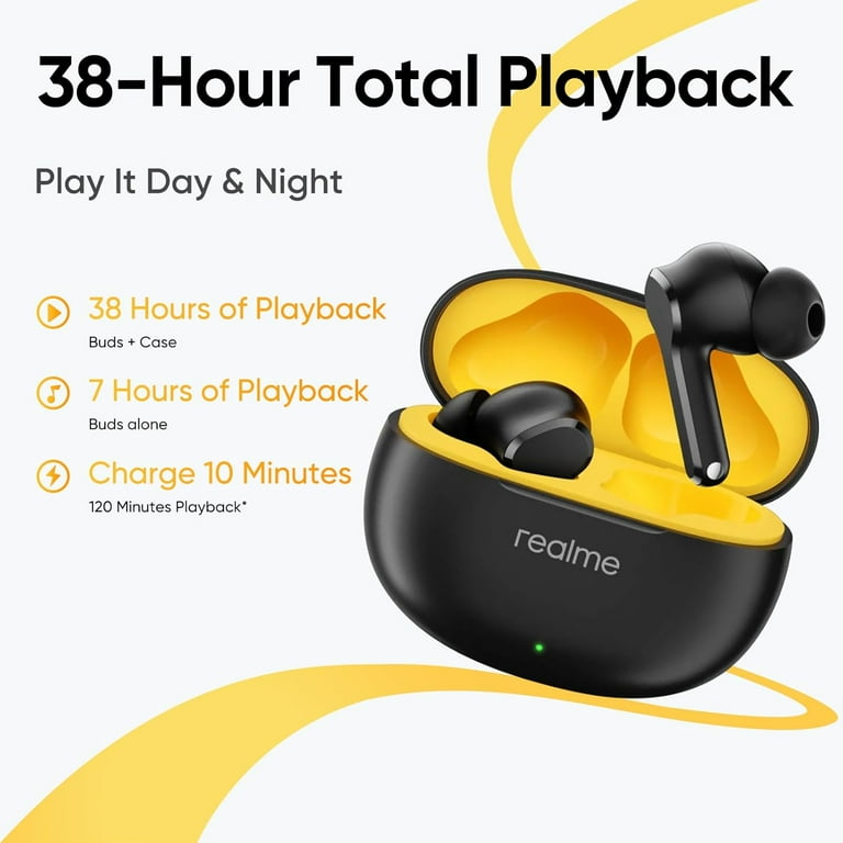 realme T110 AI ENC Noise Cancelling Wireless Earbuds Lightweight in ear Buds 10mm Dynamic Bass Driver Heavy Bass 38H Battery Wireless Charging