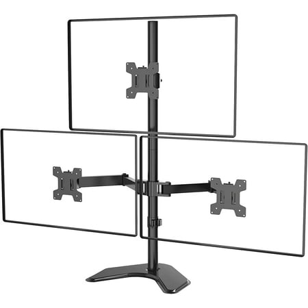 Triple Monitor Stand, Free Standing Three Monitor Desk Mount Fully ...