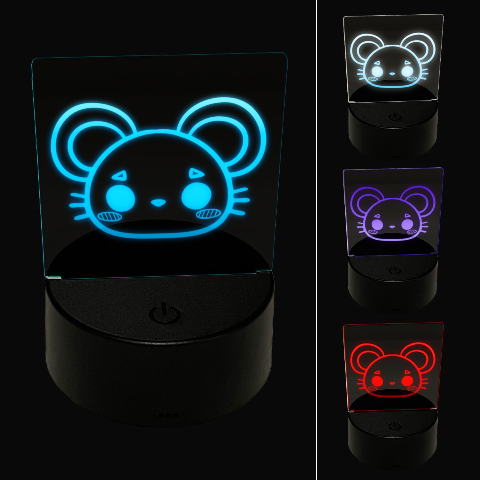 Charming Kawaii Chibi Mouse Face Blushing Cheeks LED Night Light Sign ...