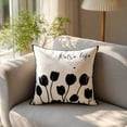 Black Tulip Printed Square Throw Pillow Cover with Black Piped Edge ...