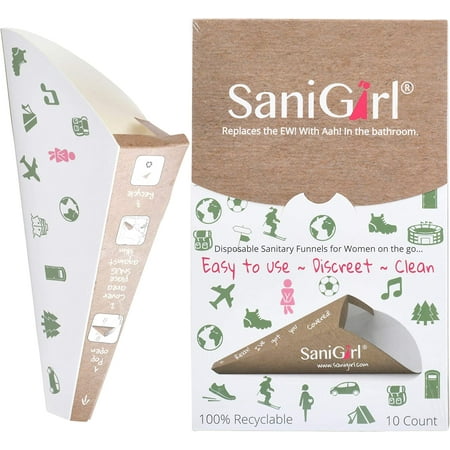 SaniGirl Disposable Female Urination Device 10 Funnels Pee Funnel for ...