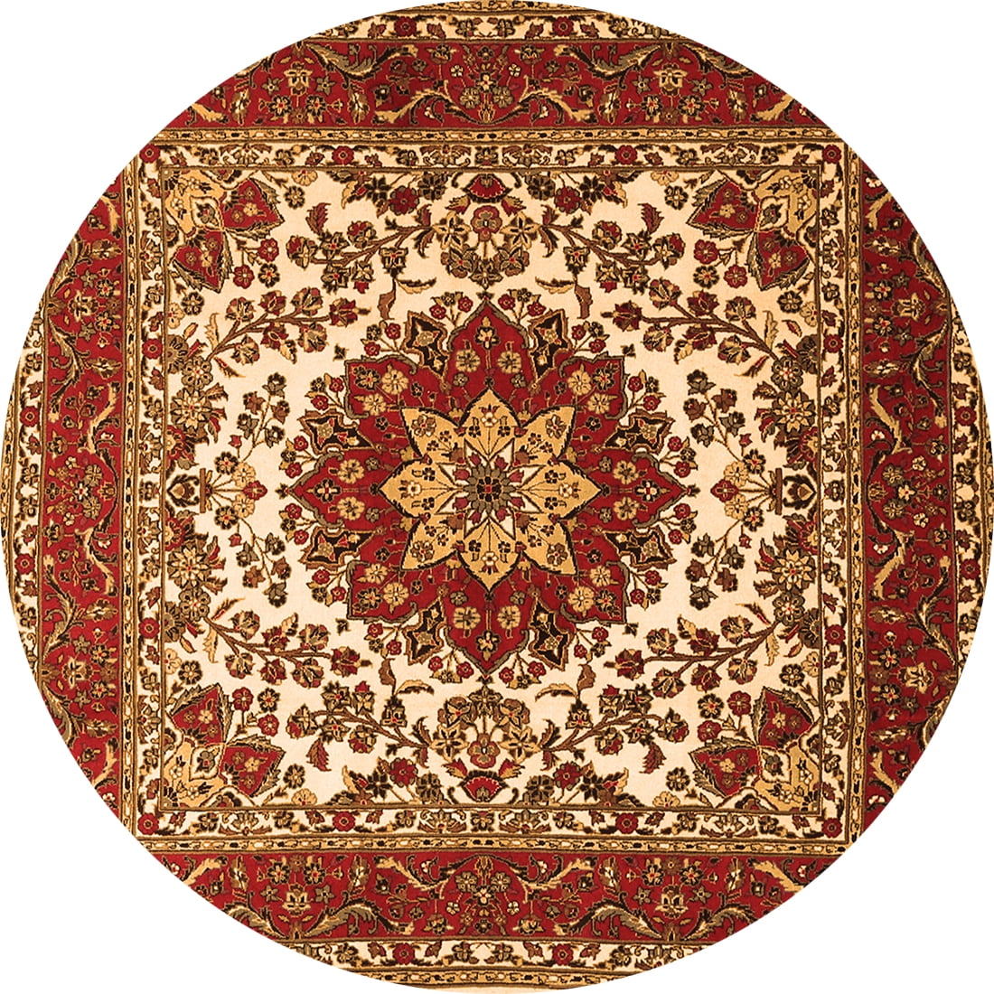Ahgly Company Indoor Round Medallion Orange Traditional Area Rugs, 8 ...