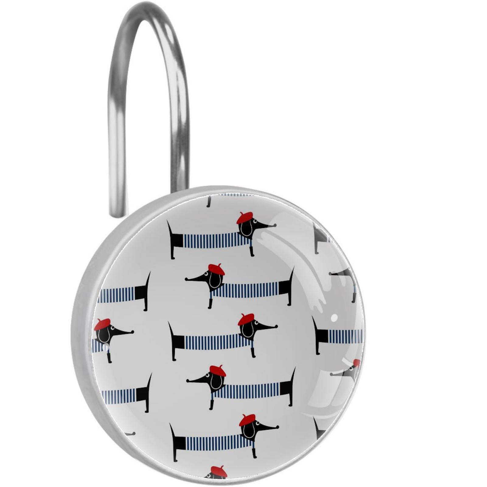 parisian dachshund Shower Curtain Hooks（Set of 12）for Home Hotel Shower ...
